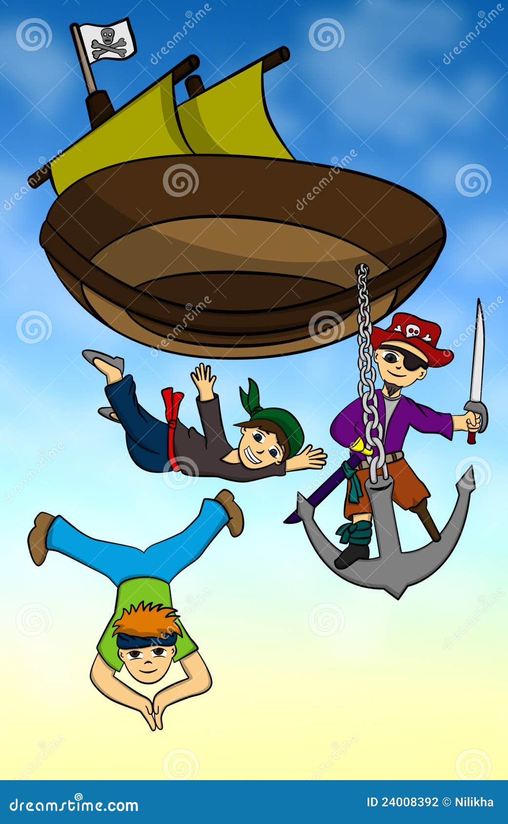 Sky pirates stock illustration. Illustration of ship - 24008392