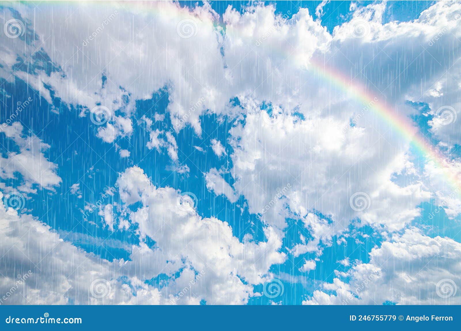 Sky with Rainbow Clouds and Rain- Stock Image - Image of storm, scene ...