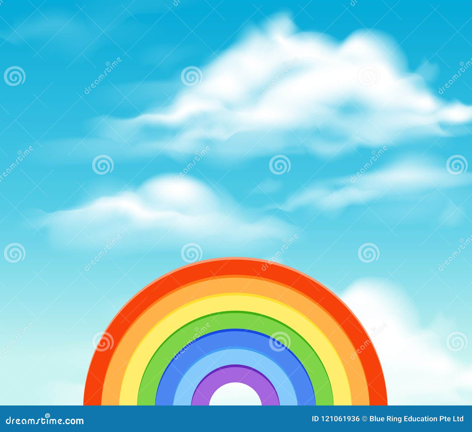 A Sky and Rainbow Template stock vector. Illustration of drawing ...