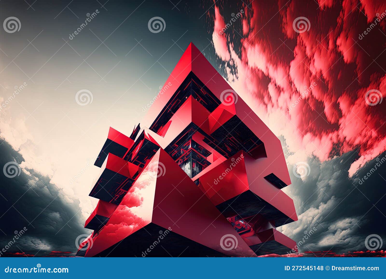 Sky, a Red Structure in the Abstract, and Stock Illustration ...