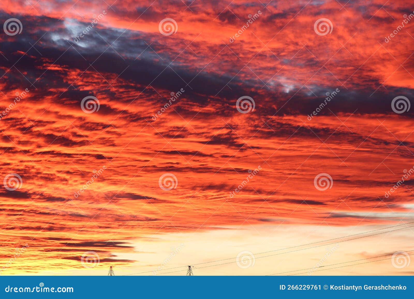 Sky Red Sunset Clouds Evening Stock Image - Image of bright, landscape ...