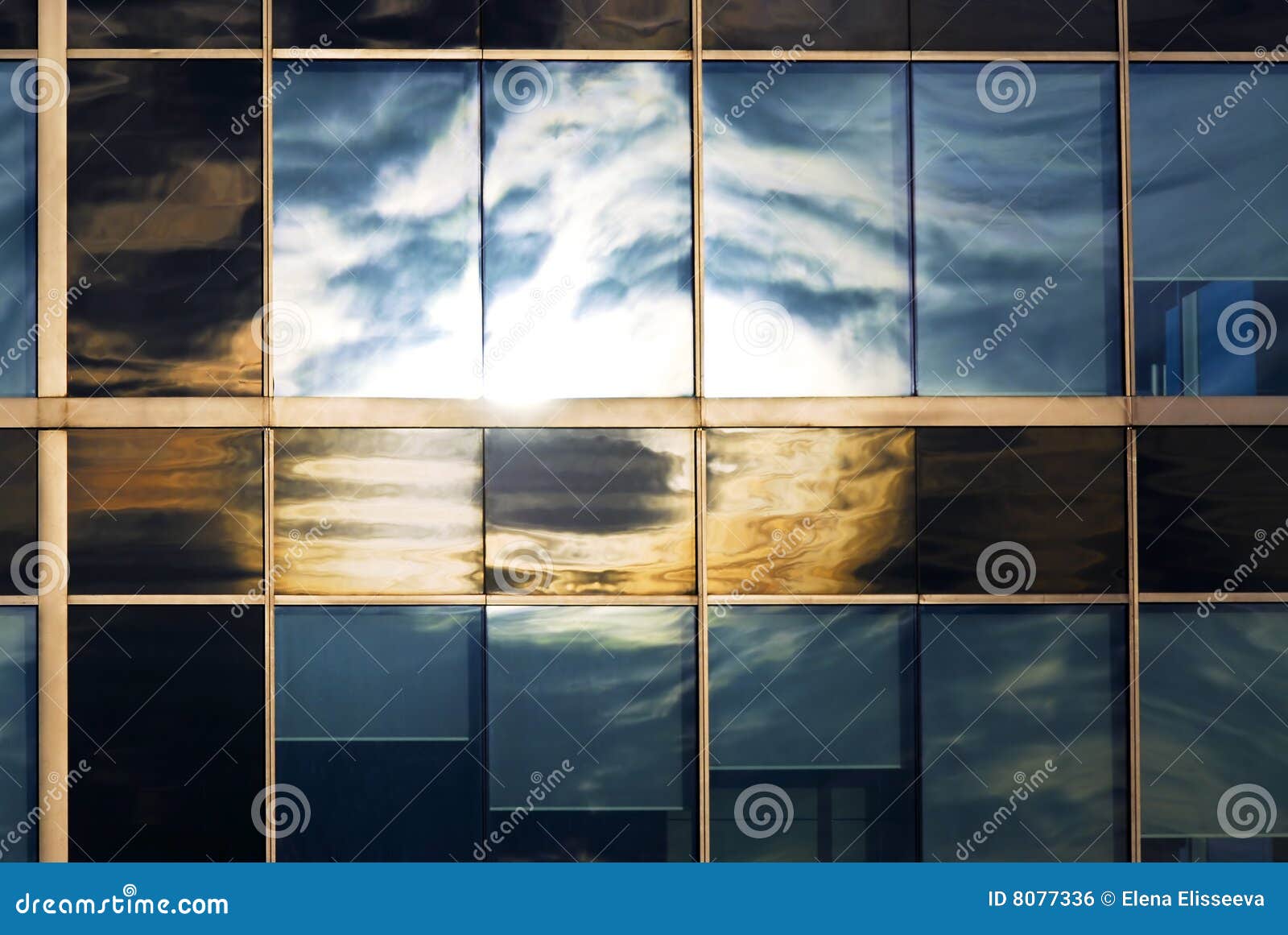 Sky Reflecting in Office Windows Stock Photo - Image of golden, light ...