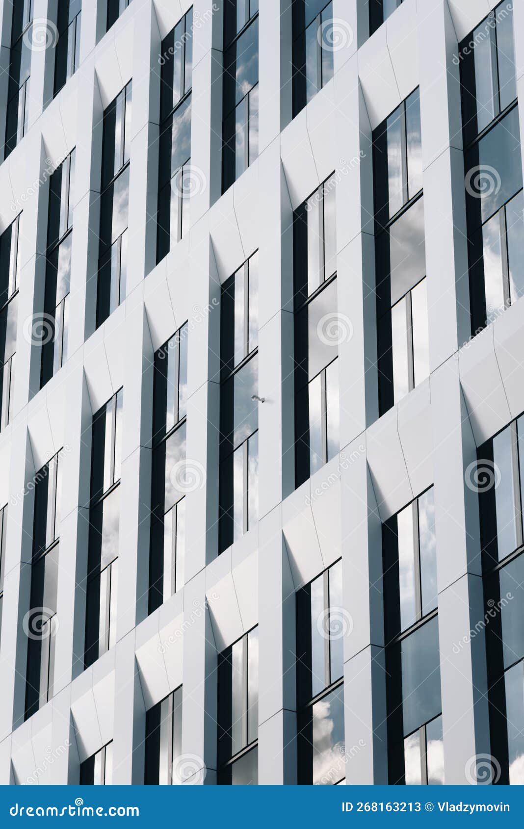 Sky Reflecting on White Office Facade Stock Image - Image of industry ...