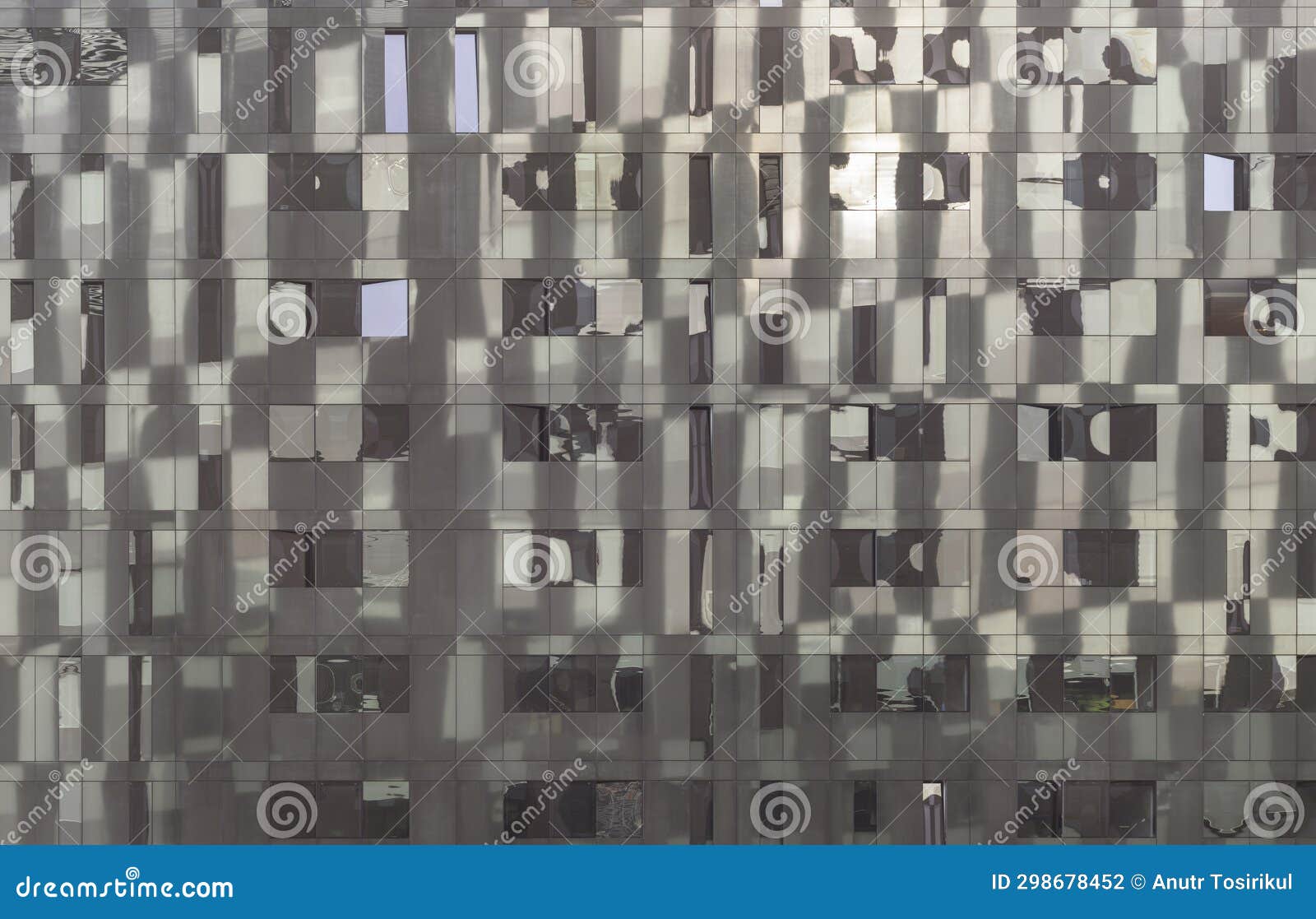 Sky Reflection on Glass Wall of Modern Building with Repeating ...