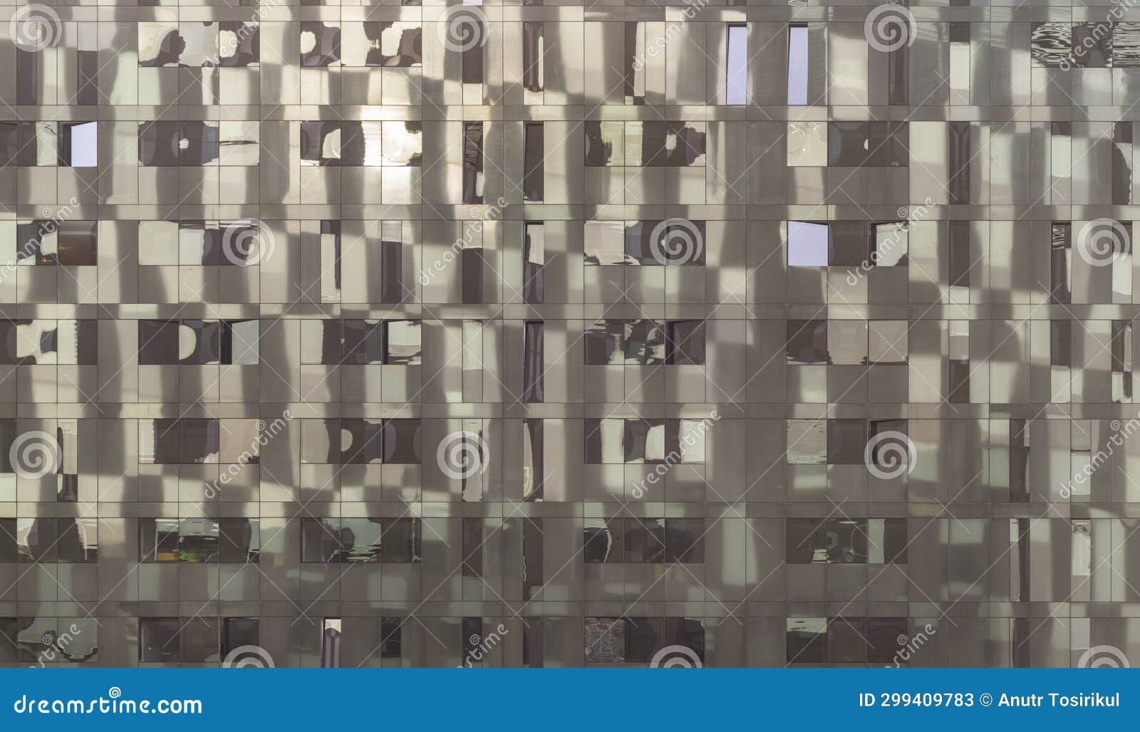 Sky Reflection on Glass Wall of Modern Building with Repeating ...