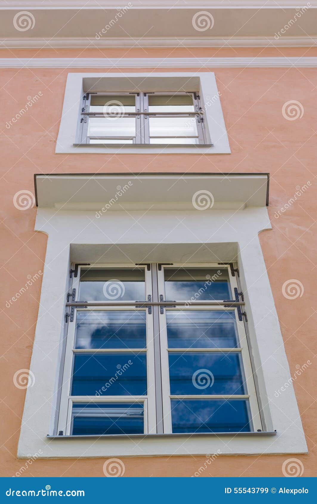 Sky Reflection in the Glass of Window Freshly Renovated House Stock ...