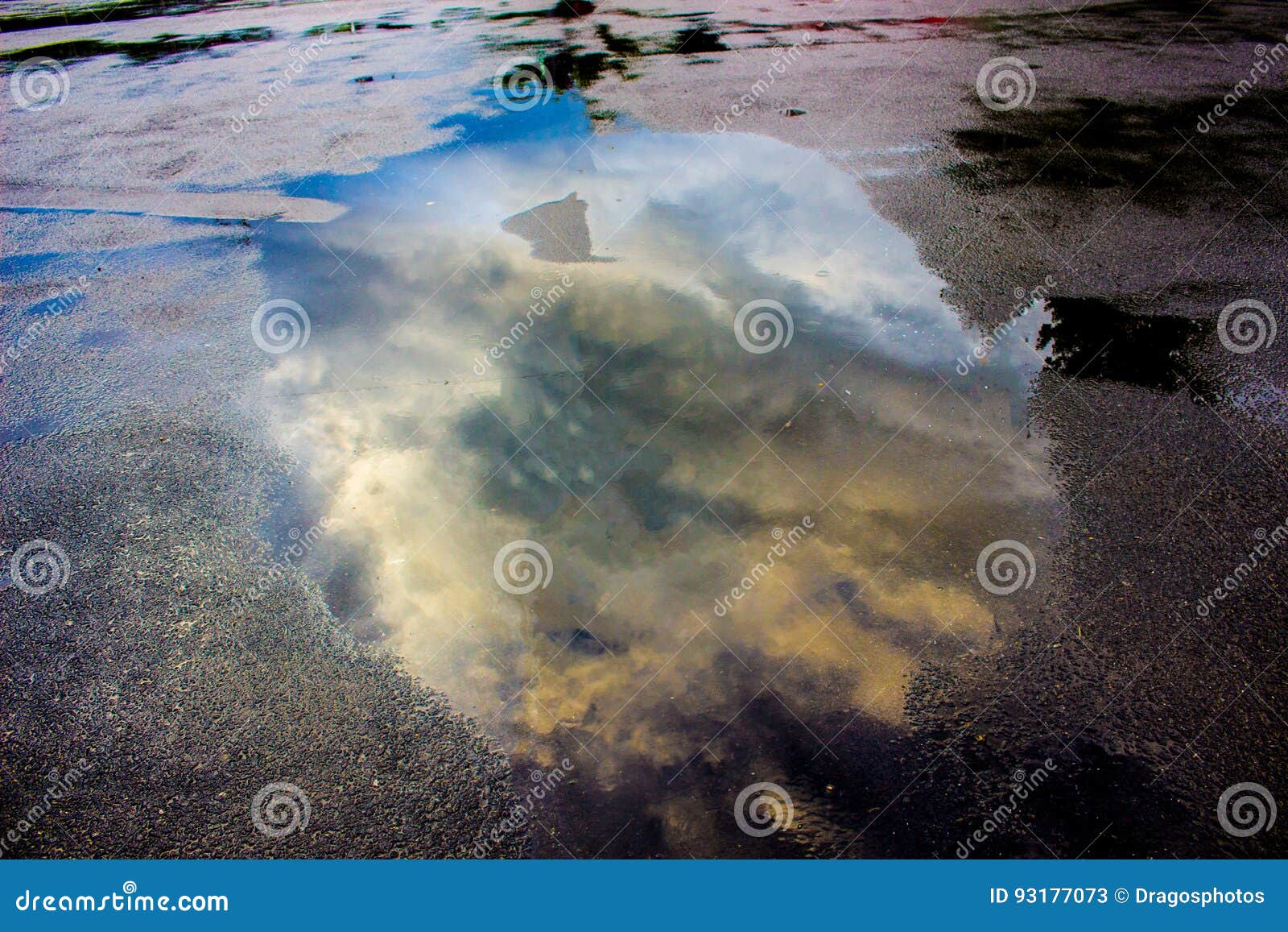 Sky Reflection in Rain Water Stock Image - Image of reflecting, water ...