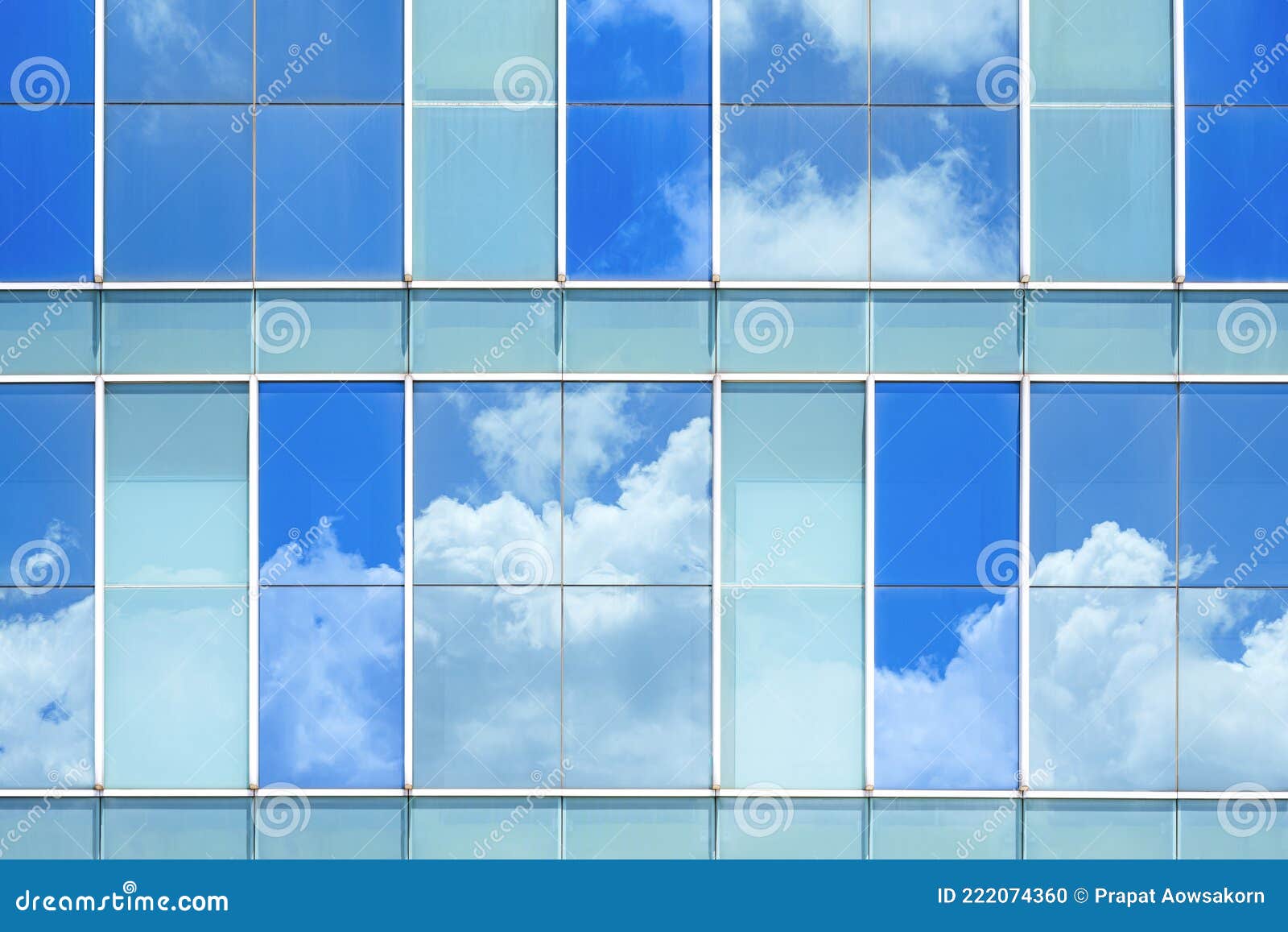 Sky Reflection on Surface of Glass Modern Building Wall Stock Photo ...