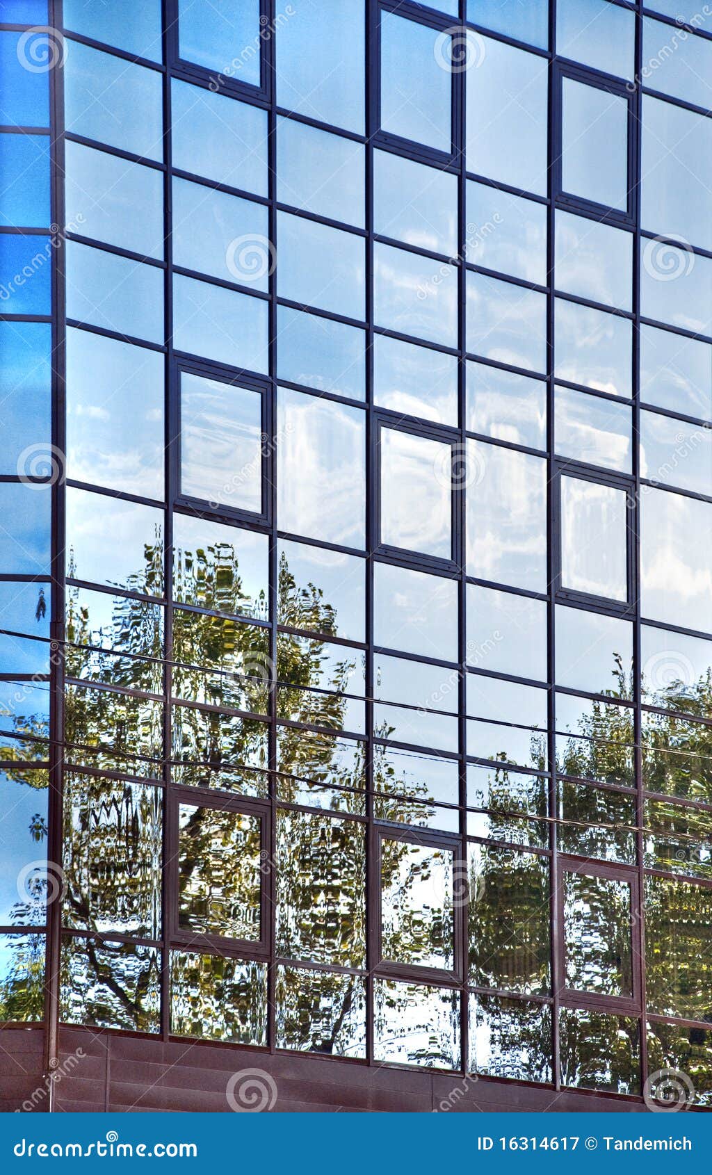 Sky Reflections in the Glass Wall. Stock Image - Image of urban ...
