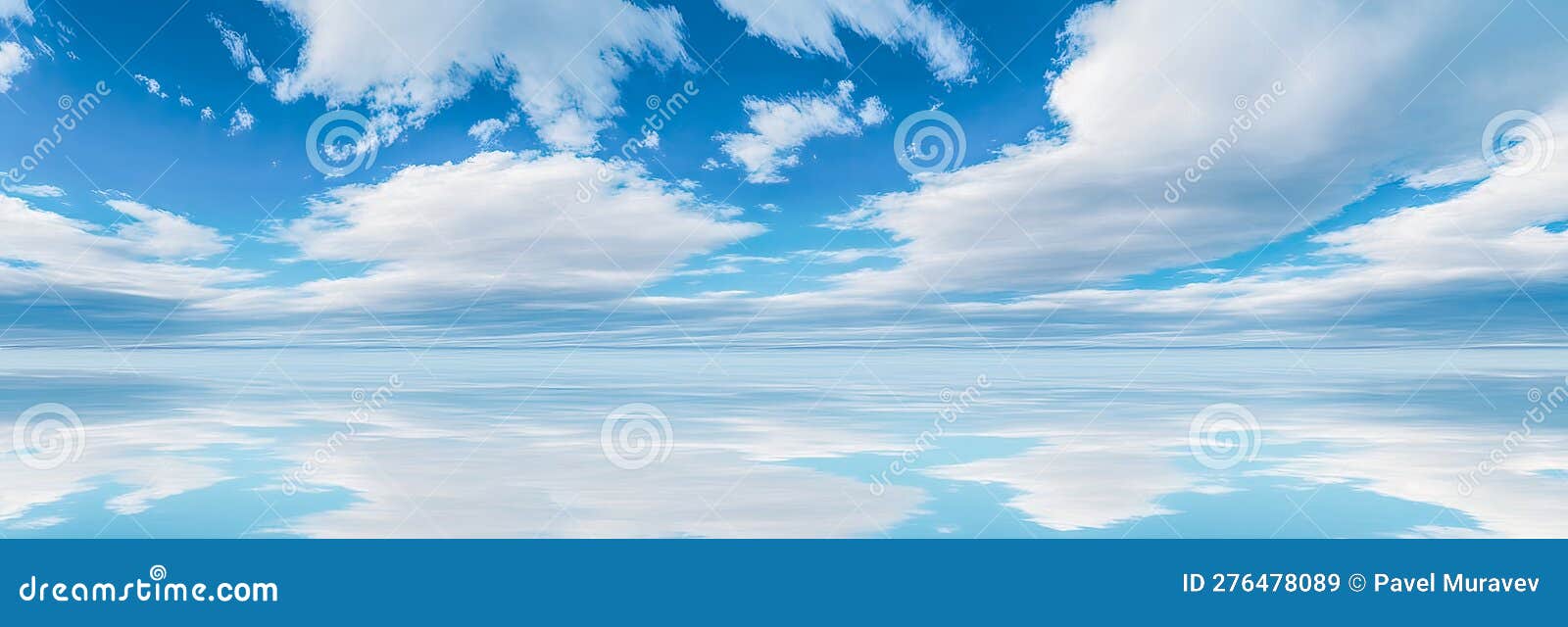 Sky Reflections in Water. White Clouds in Blue Sky Over Water. Reflection of White Clouds and ...