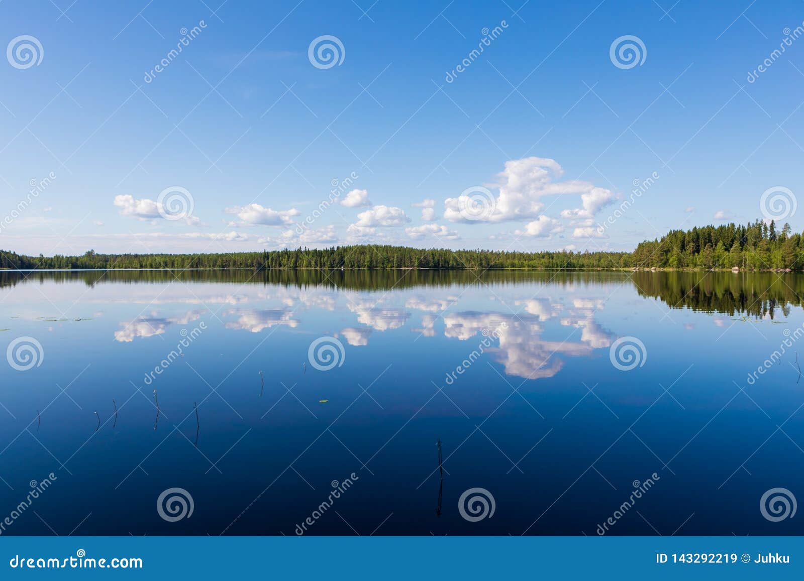 Sky Reflects from Lake at Summer Day Stock Image - Image of countryside ...
