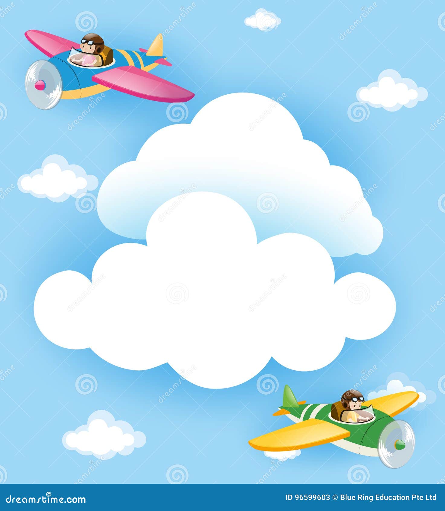Sky Scene with Two People Flying Planes Stock Vector - Illustration of ...
