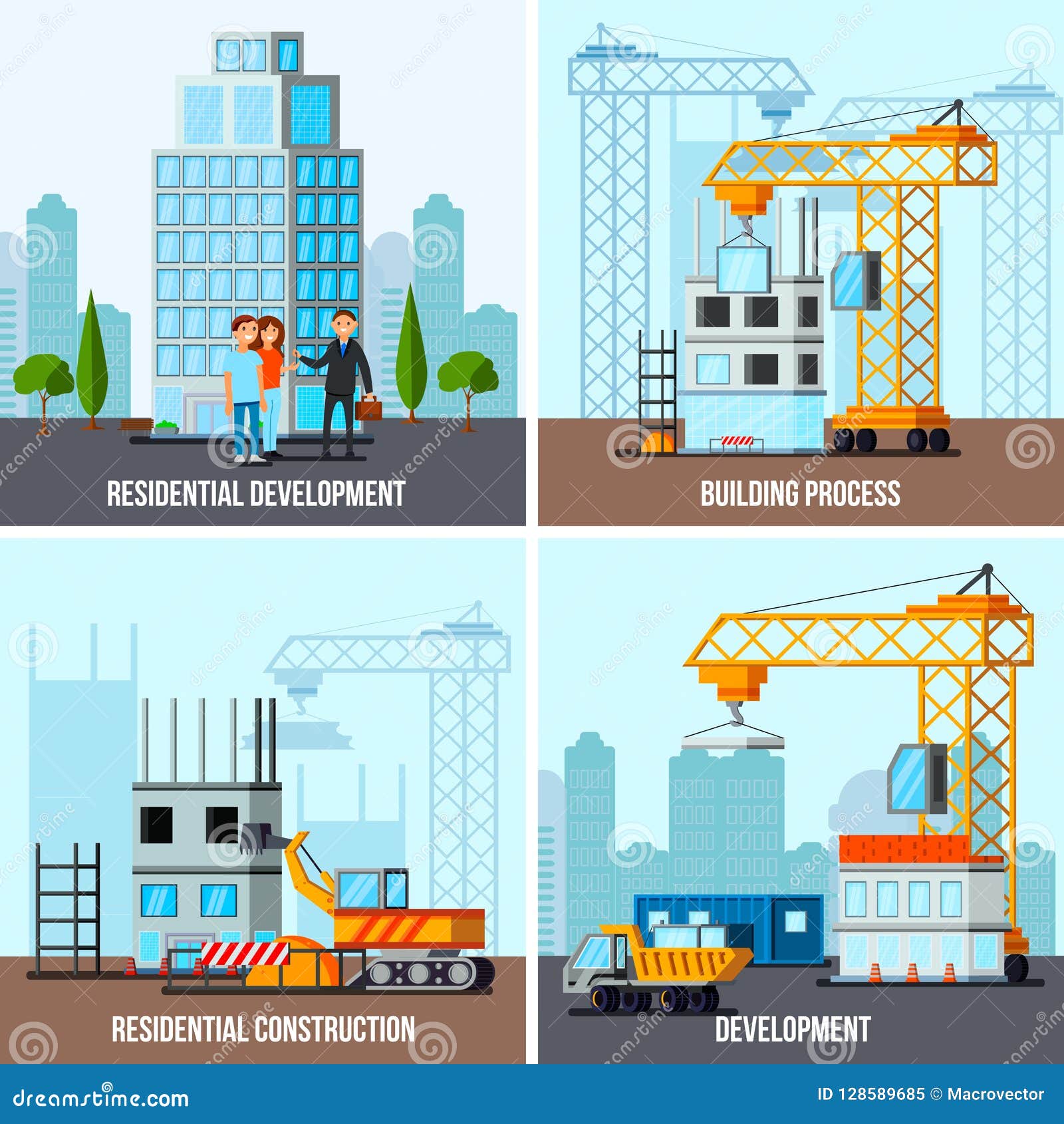 Sky Scraper Construction Design Concept Stock Vector - Illustration of ...