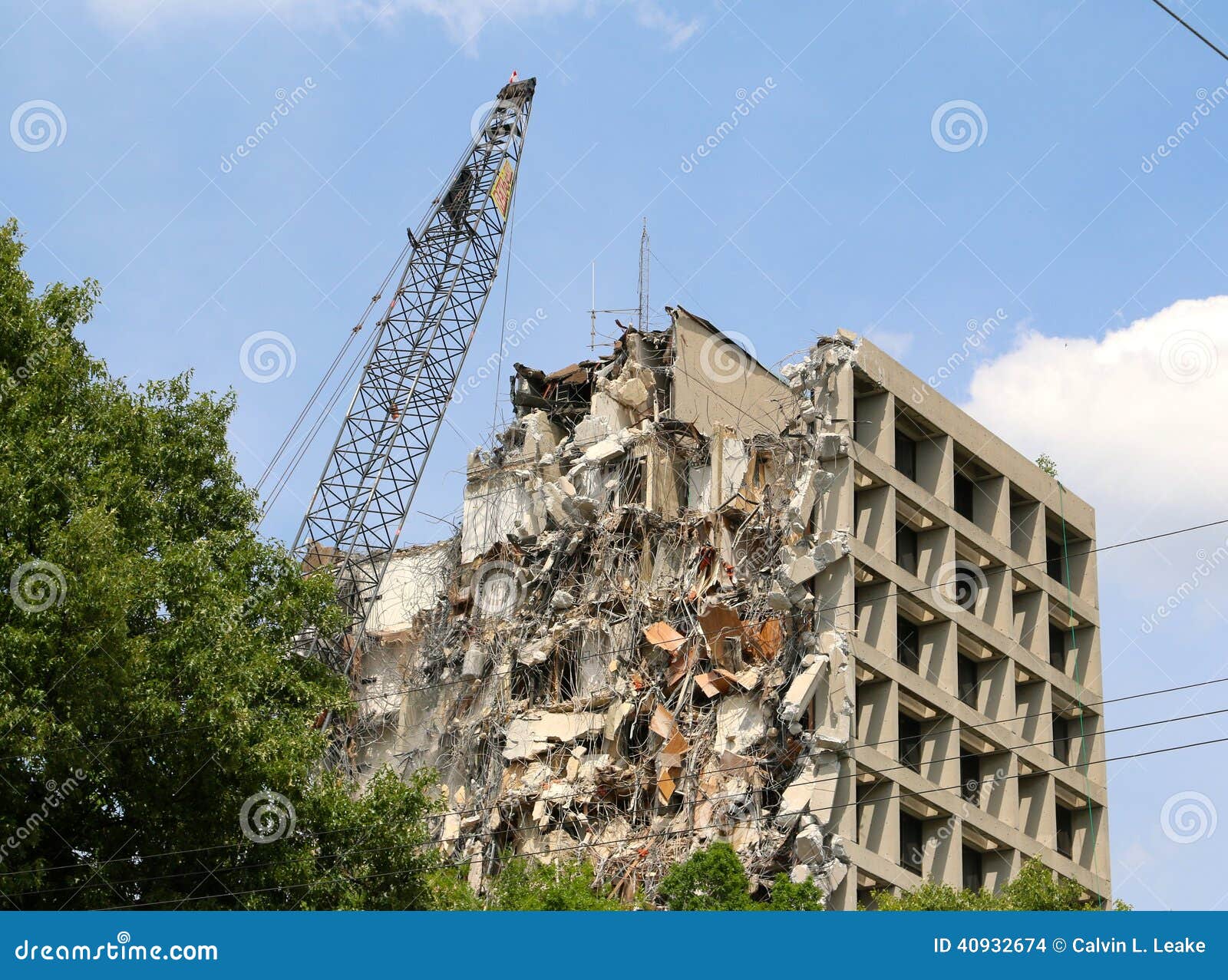A Sky Scrapper Building Being Demolished Stock Photo - Image of ...