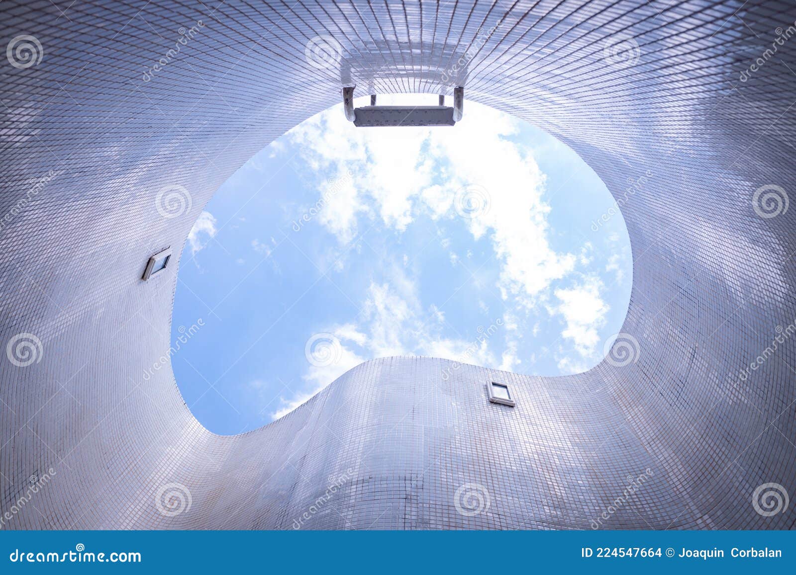 Sky Seen from the Bottom of an Empty Oval Pool, Concept of Artistic ...