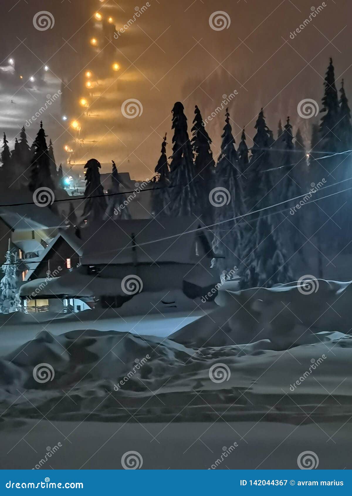 Sky Snow Cold Romania Three Night Stock Image - Image of snow, cloud ...