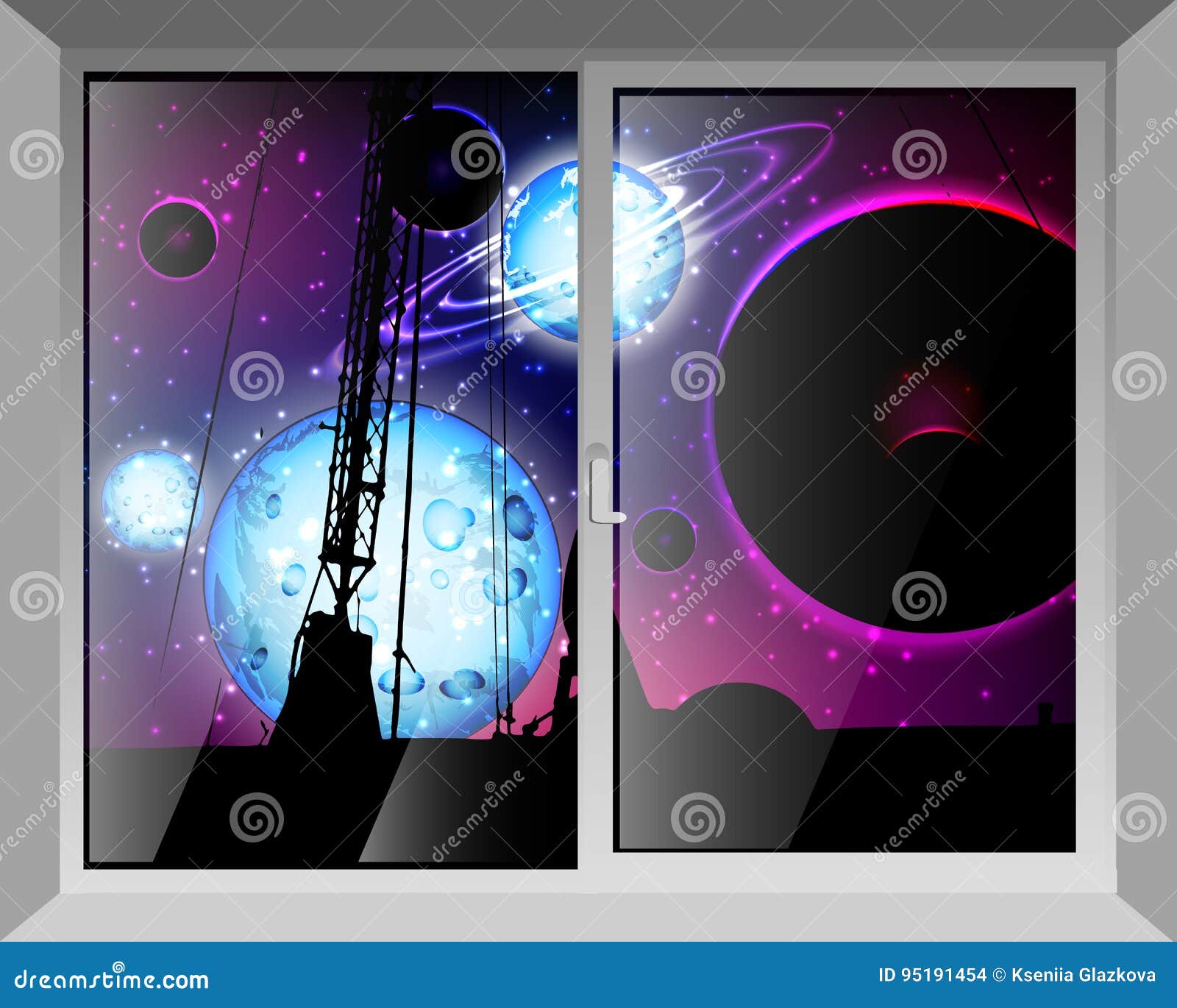 Sky and Space. View through the Window Stock Illustration ...