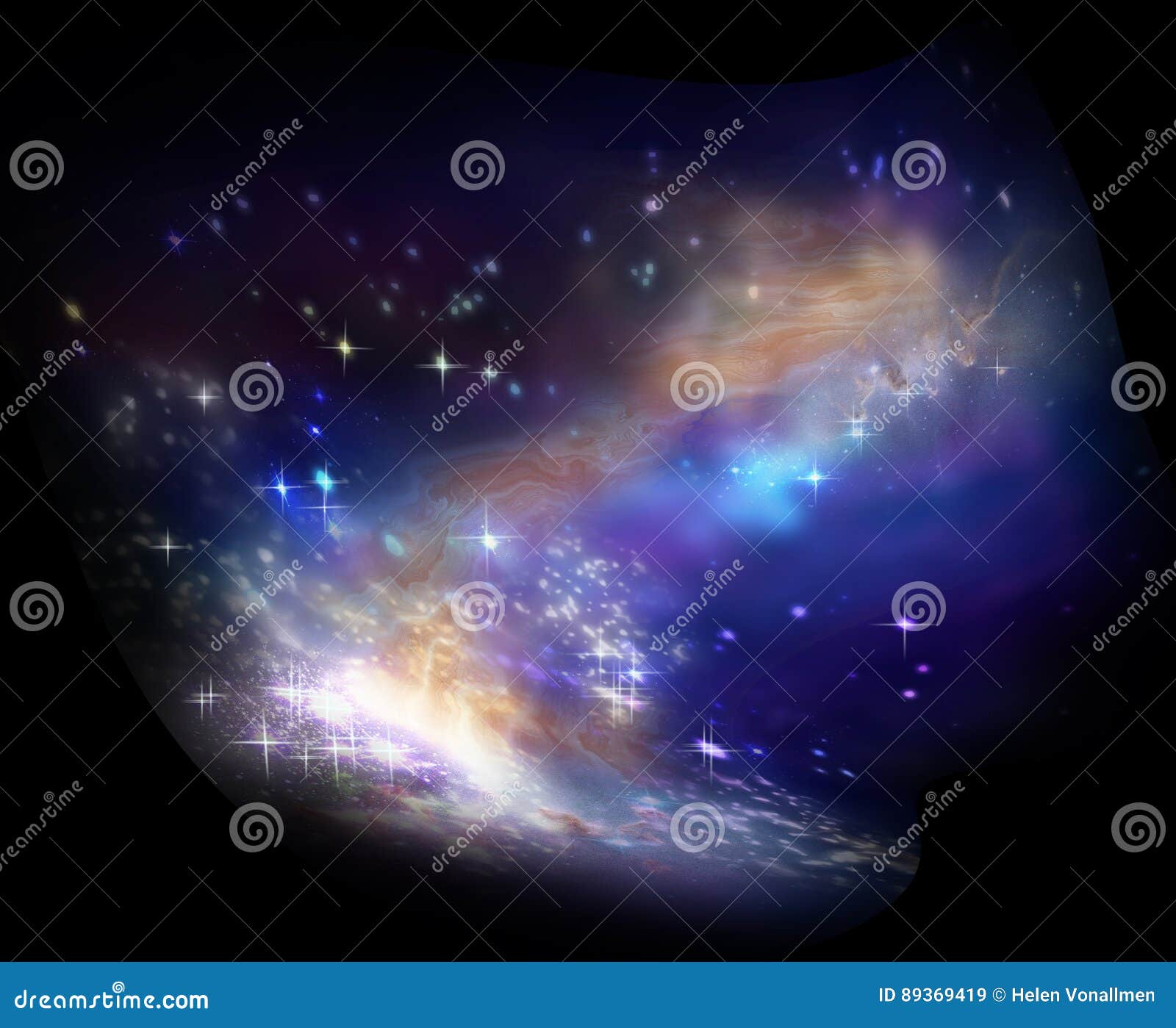 Sky, Stars and Nebula Interstellar Clouds Stock Illustration ...