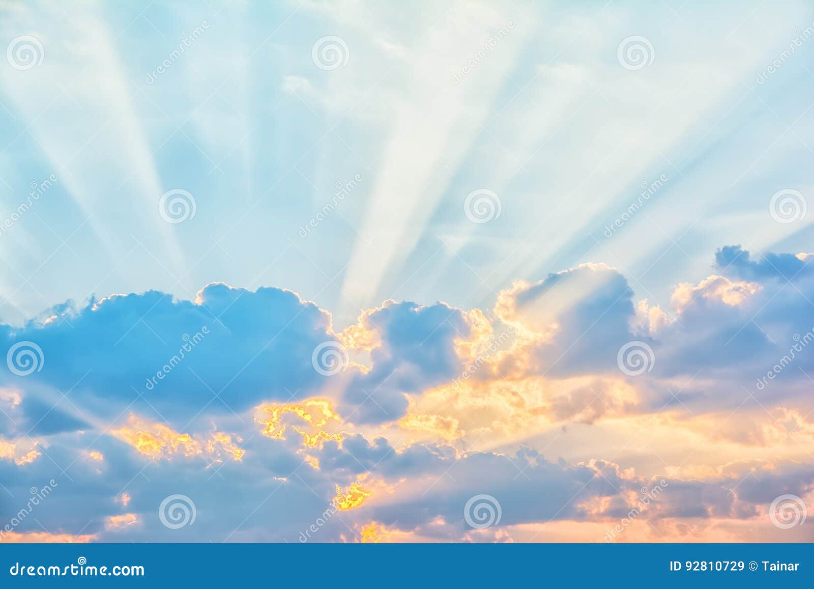 Sky with Sun Rays through the Clouds Stock Image - Image of clouds ...