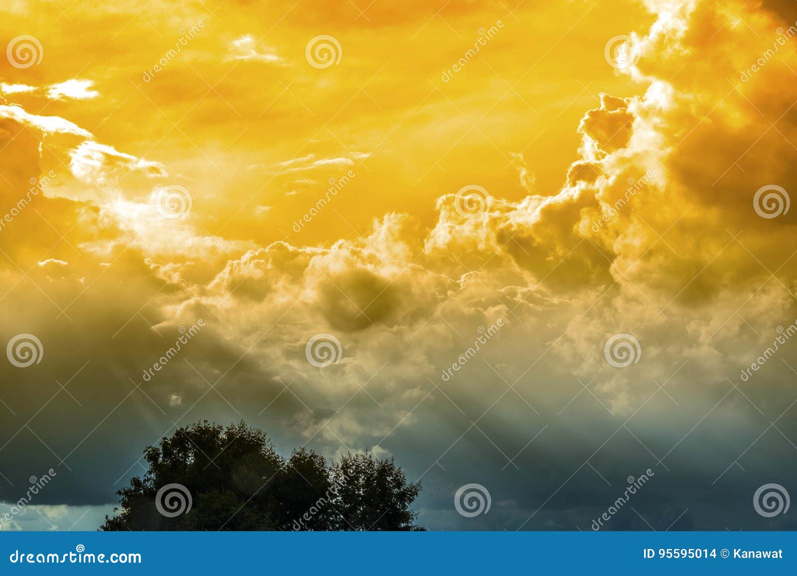 Sky with the Sun Shines through the Rain Clouds Background. Stock Photo ...