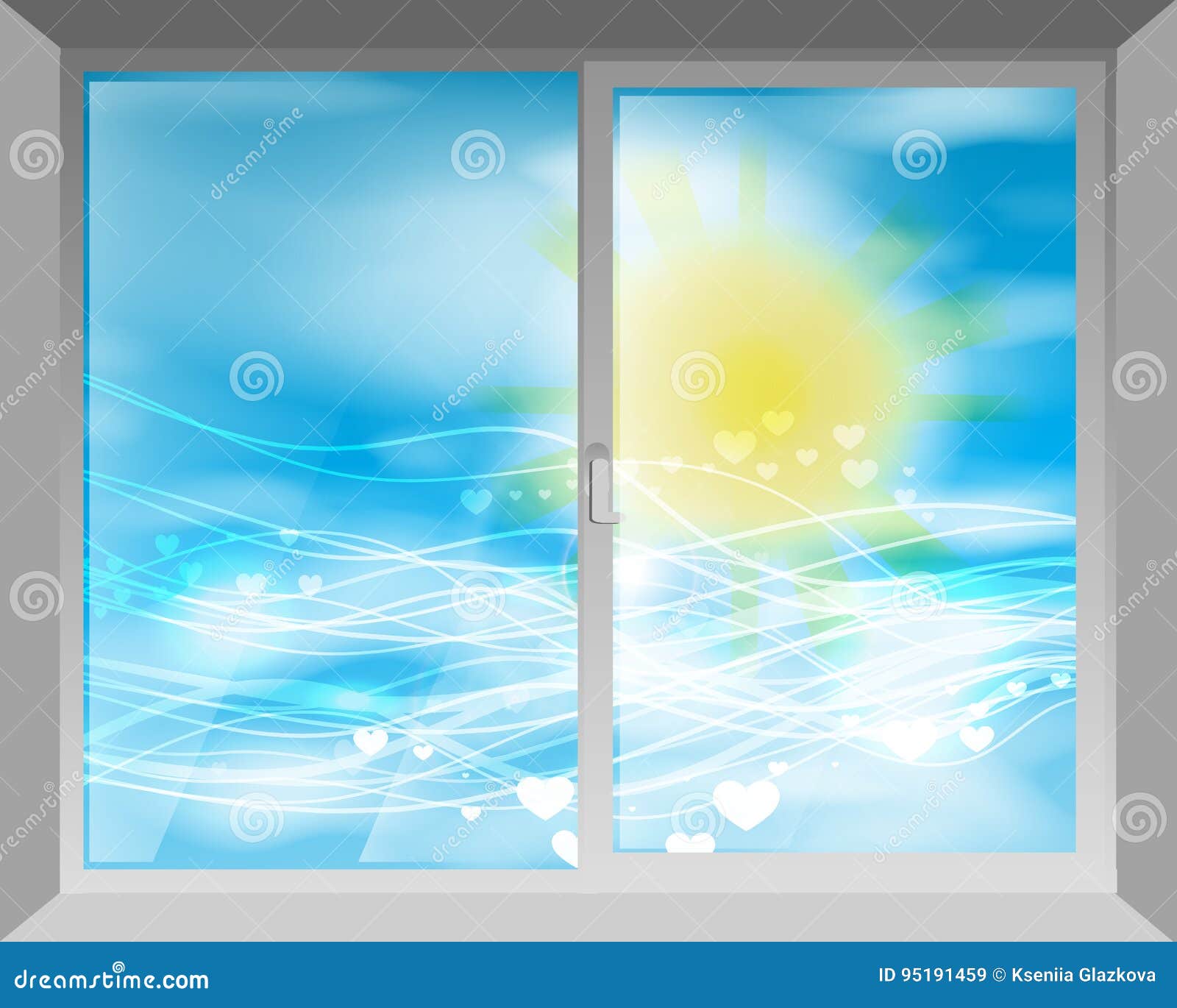 The Sky and the Sun. View through the Window Stock Illustration ...