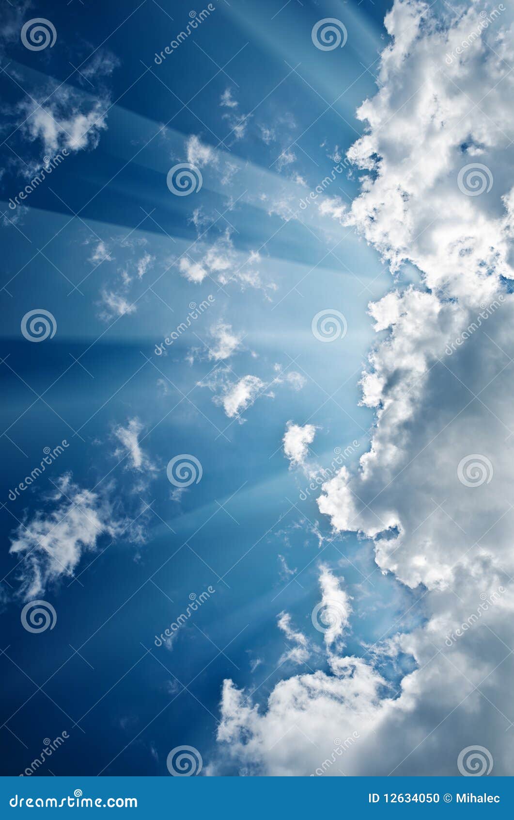 Sky with sunbeams stock photo. Image of altocumulus, space - 12634050
