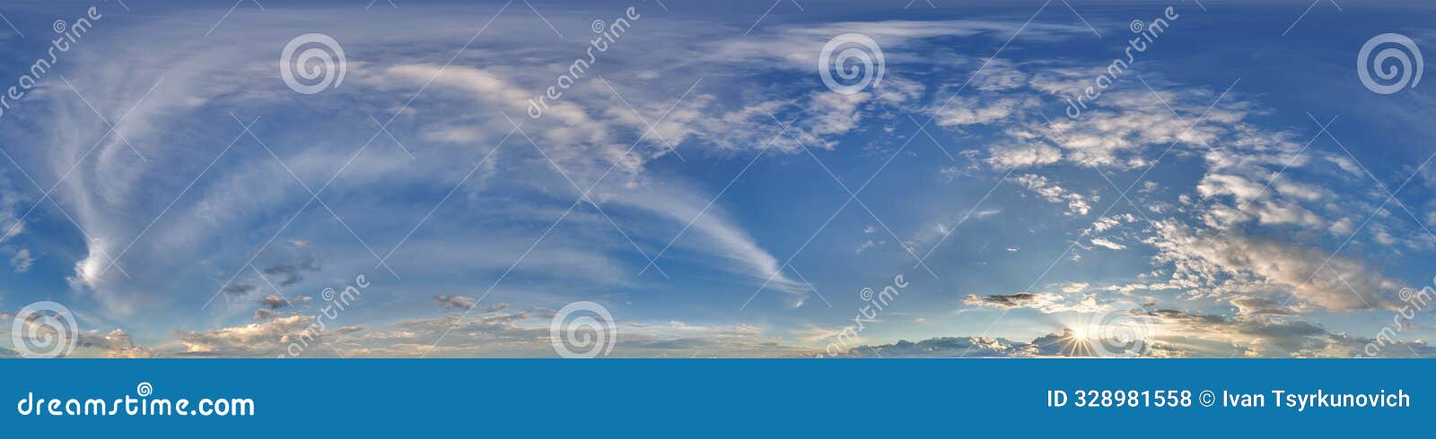 Sky Before Sunset With Beautiful Awesome Clouds. Seamless 360 Hdri ...