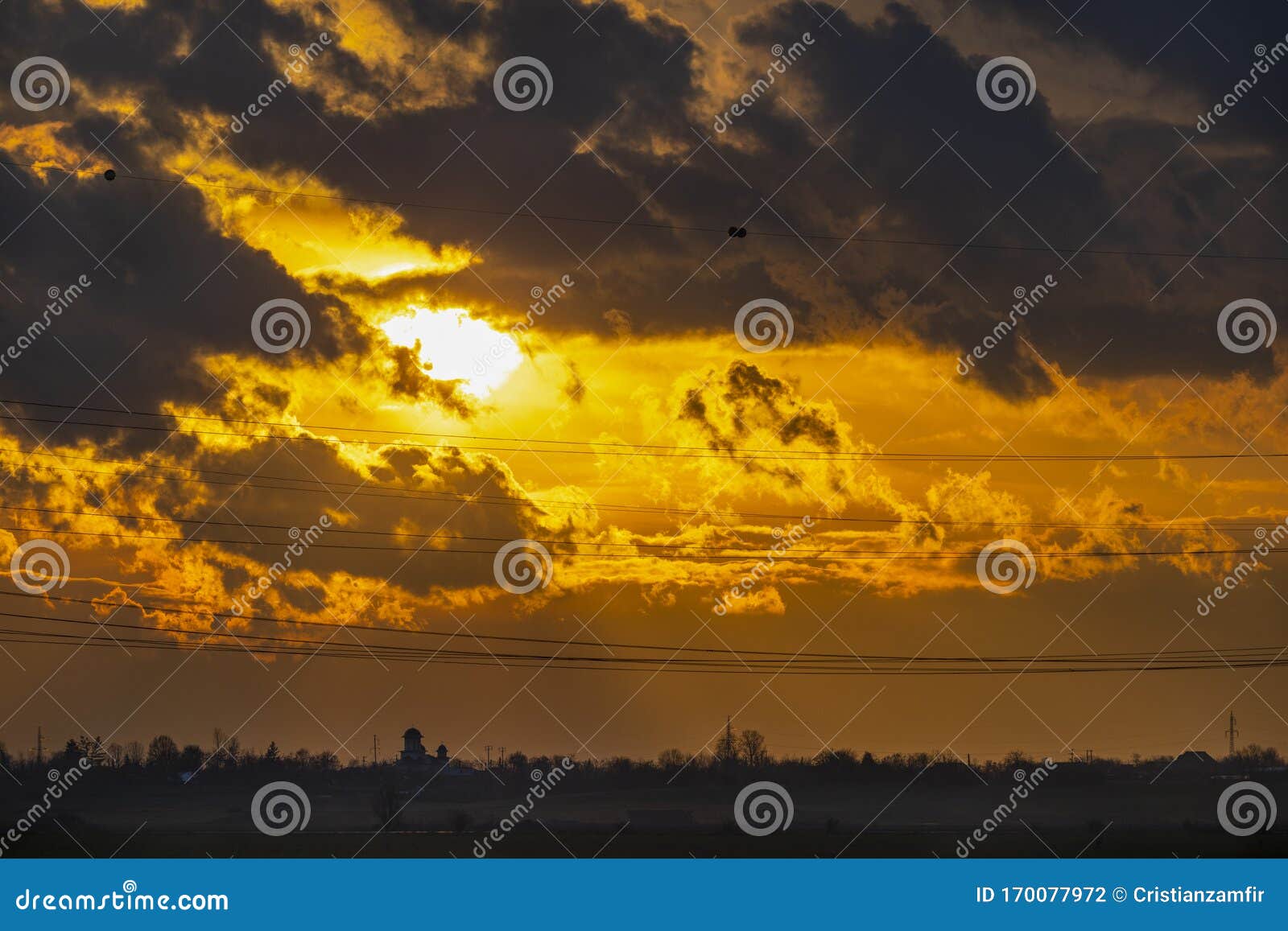 Sky at Sunset with Dark Clouds Stock Photo - Image of electrical ...