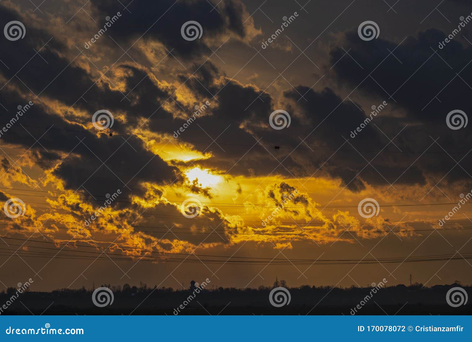 Sky at Sunset with Dark Clouds Stock Photo - Image of line, sunlight ...