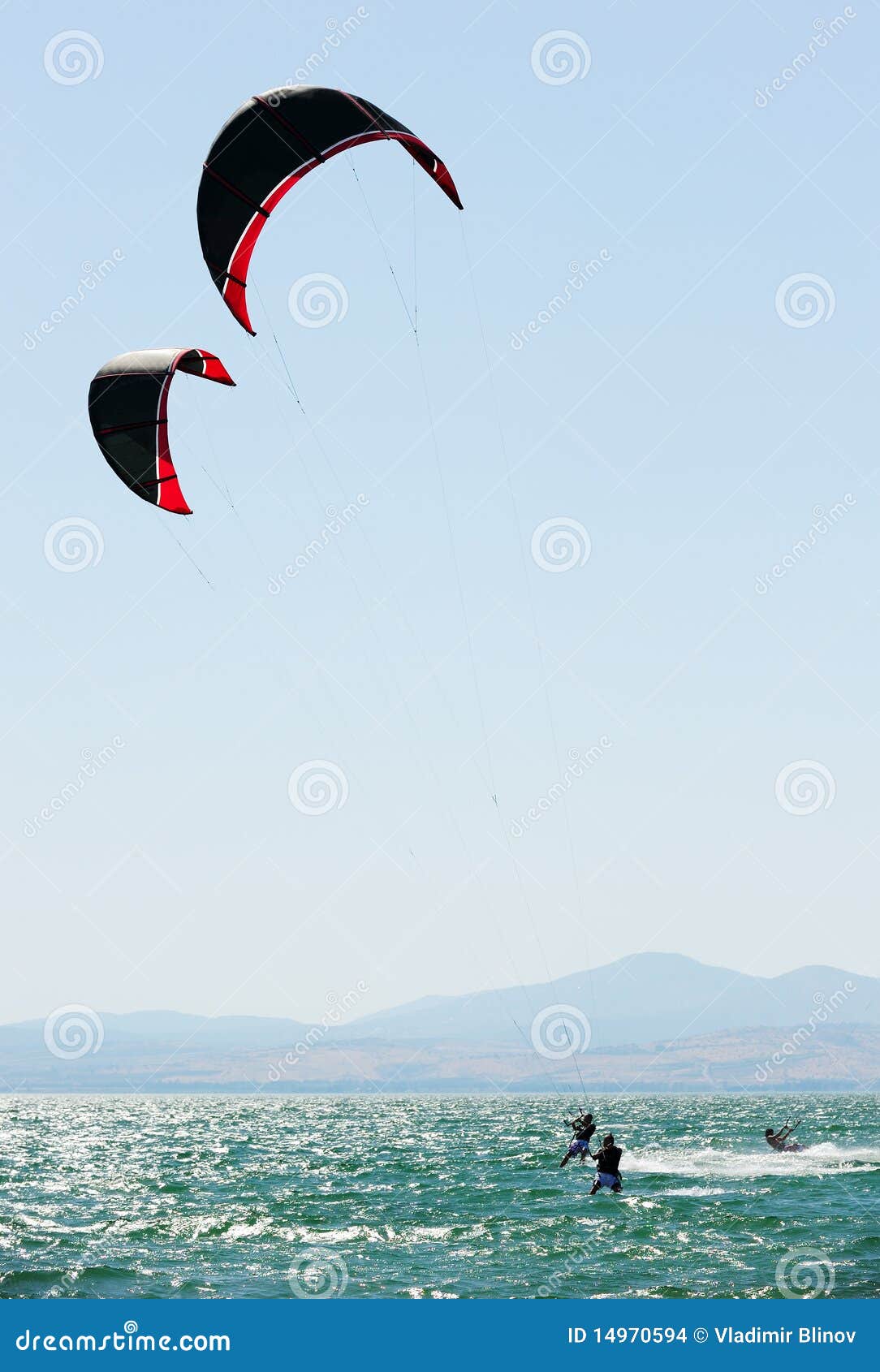 Sky-surfing on Lake Kinneret Stock Photo - Image of sprays, flight ...