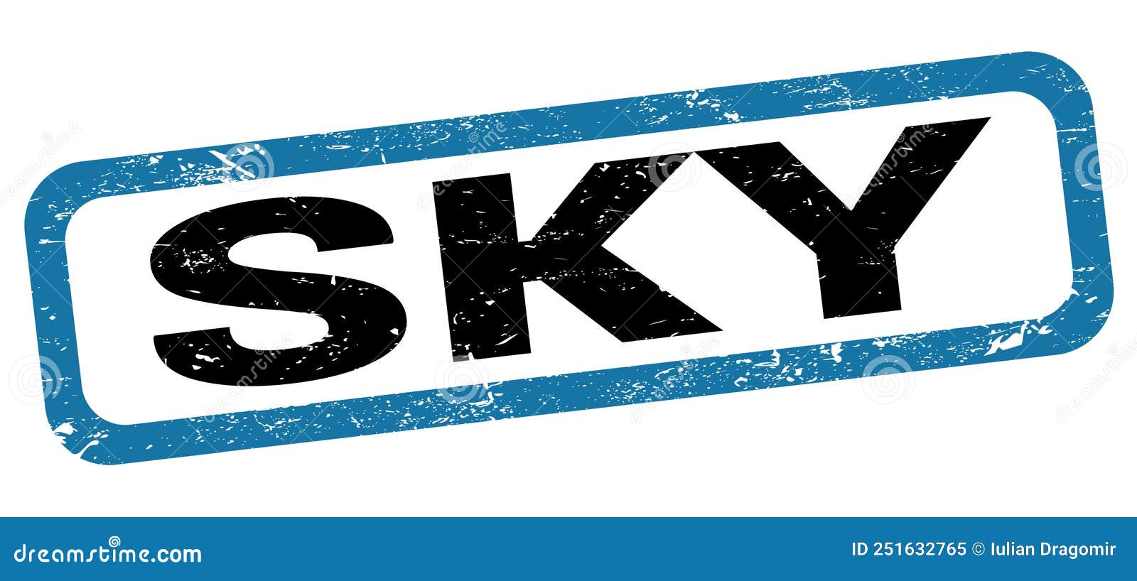 SKY Text Written on Blue-black Rectangle Stamp Stock Illustration ...