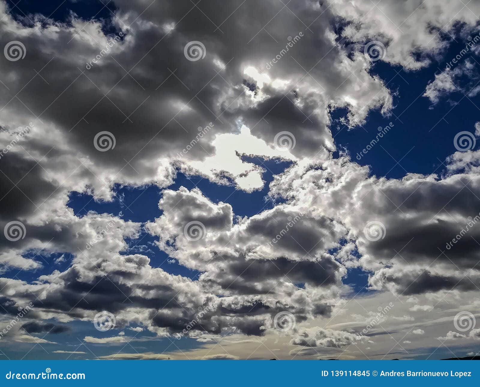 Sky with Threatening Storm Clouds in Different Blue Tones Stock Image ...