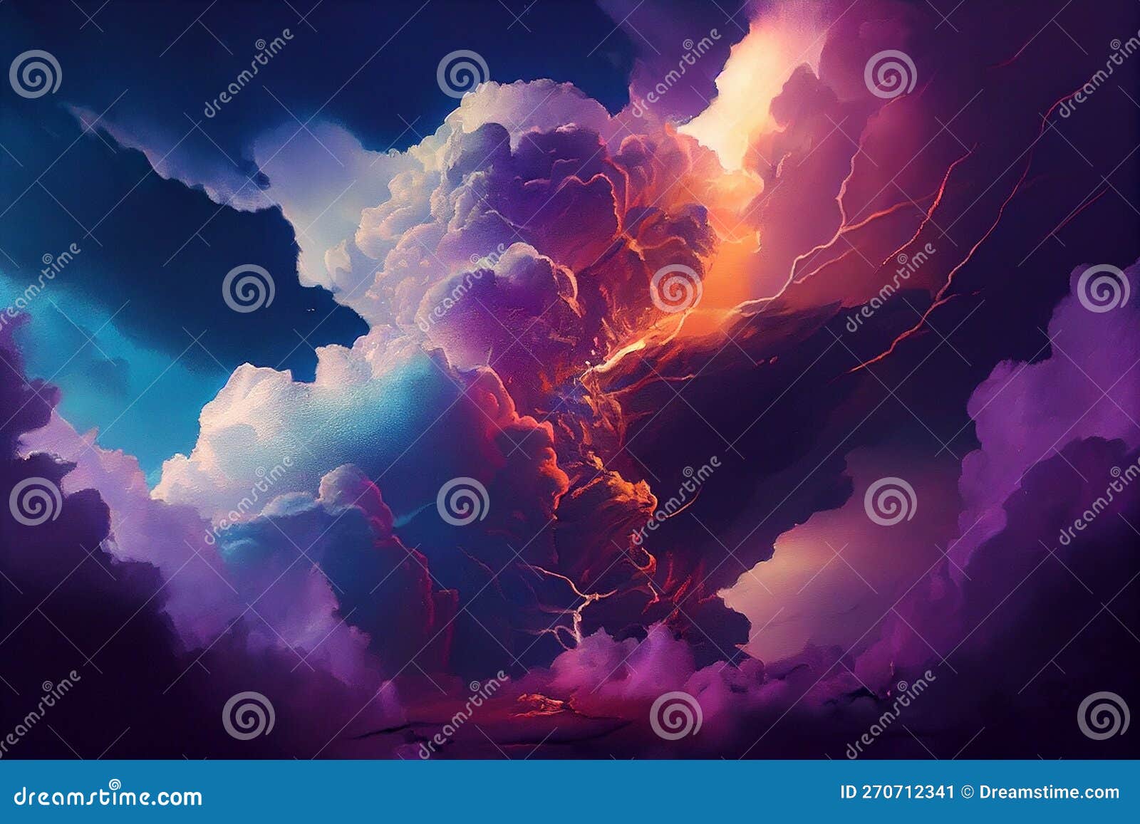 Sky With Thunderous Digital Painting Royalty-Free Cartoon ...