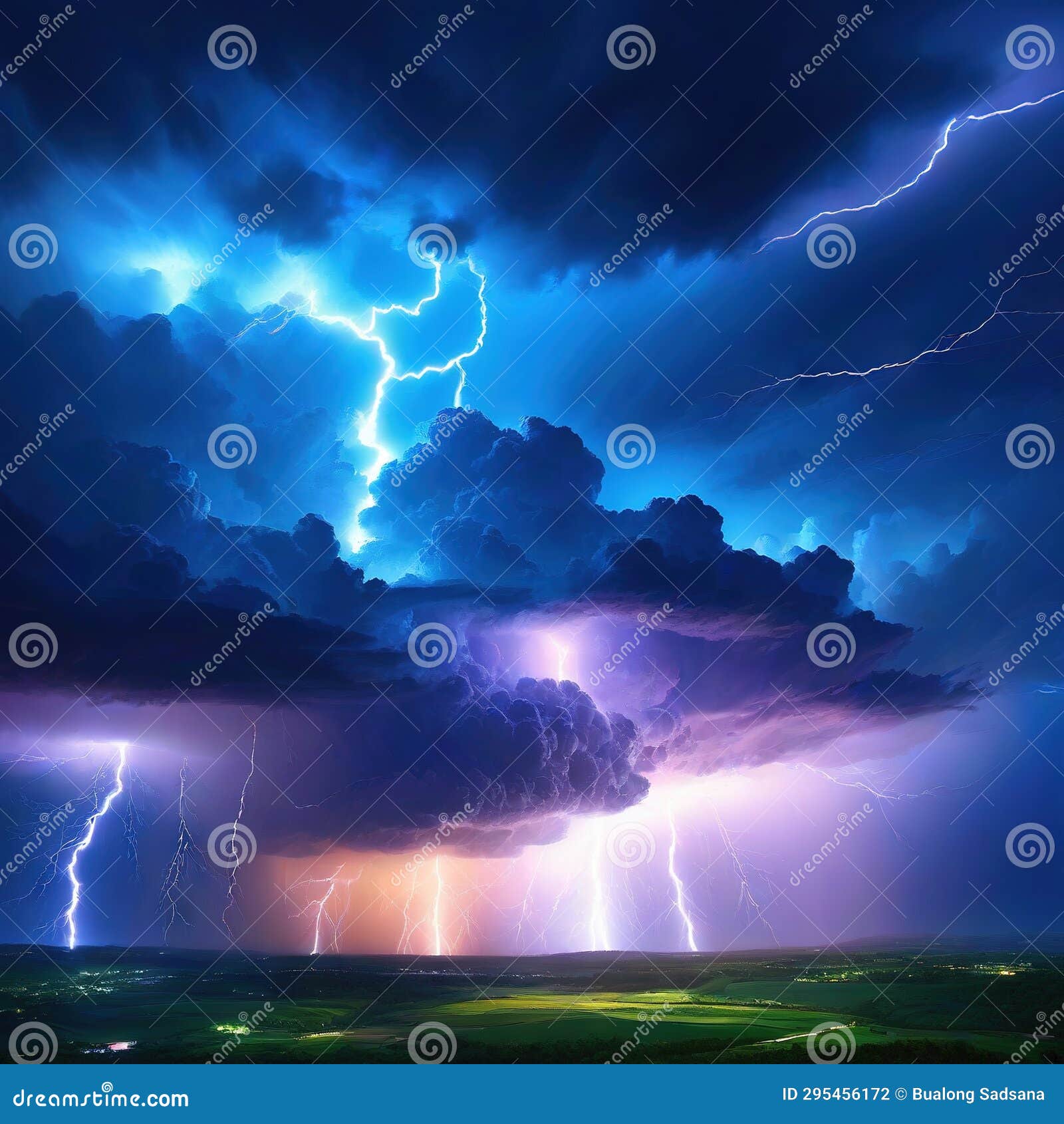 Sky With Thunderous Digital Painting Royalty-Free Illustration ...