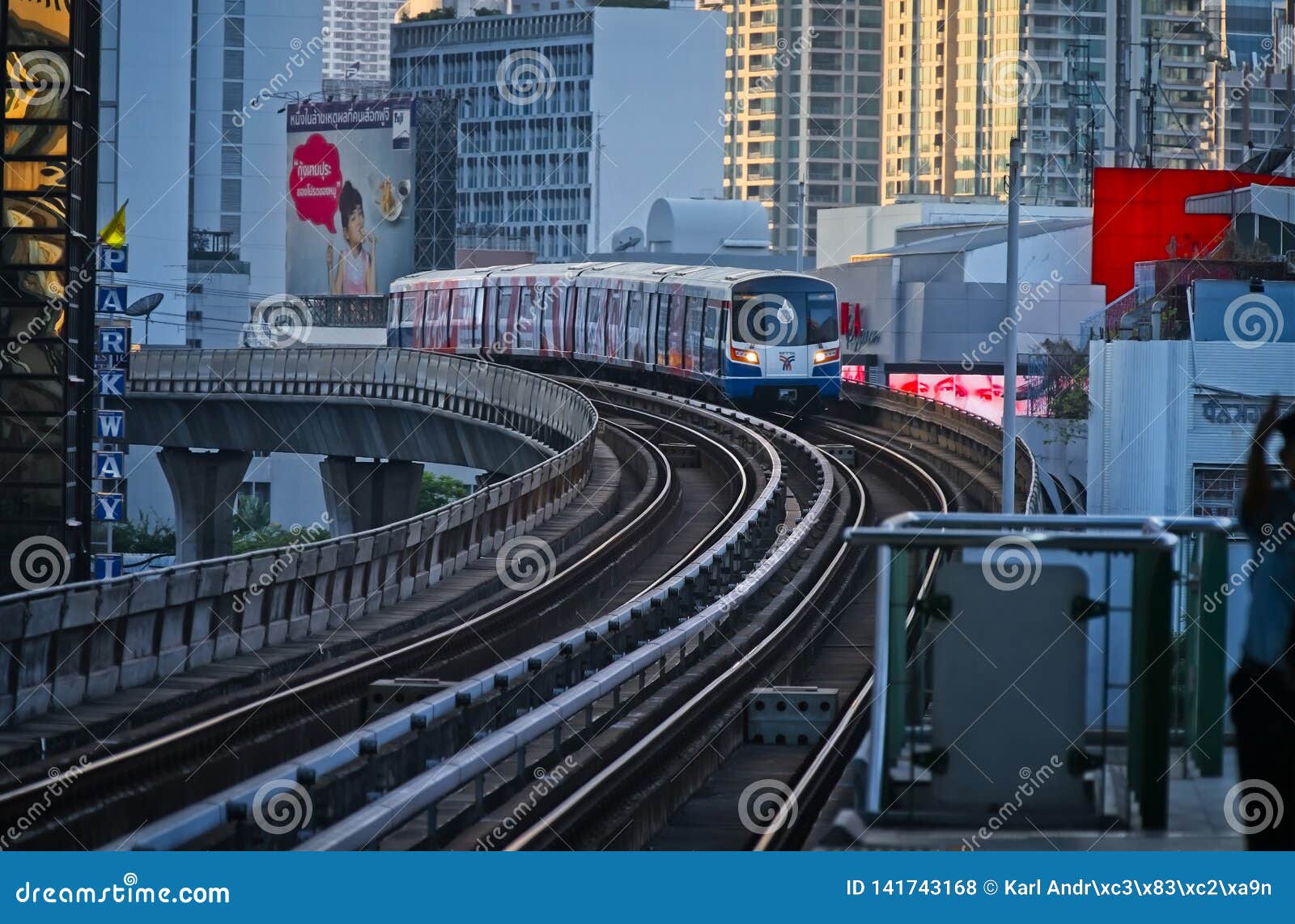 Sky-train Bangkok Arriving To the Station. Editorial Stock Photo ...