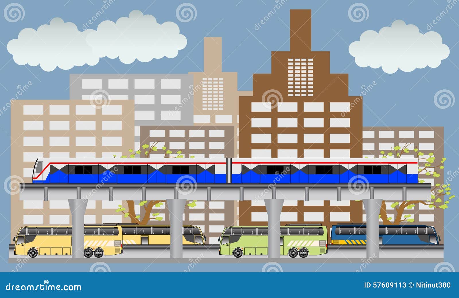 Metropolis Skytrain Vector Illustration | CartoonDealer.com #114467434