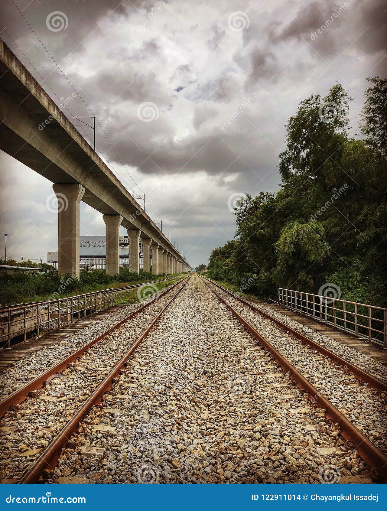 Sky Train Way and Land Train Way Stock Photo - Image of parallel ...