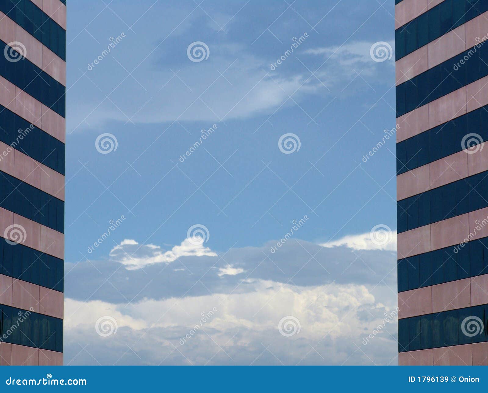 Sky between Two Identical Buildings Stock Image - Image of tall, clouds ...