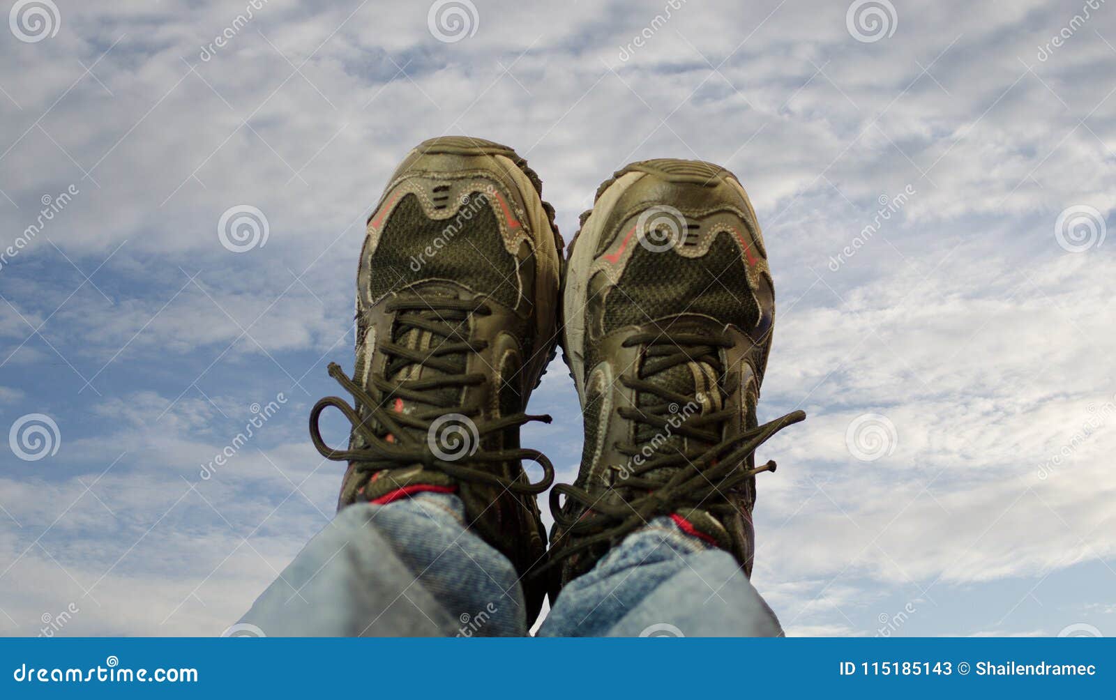 Sky under feet stock image. Image of drawing, closeup - 115185143