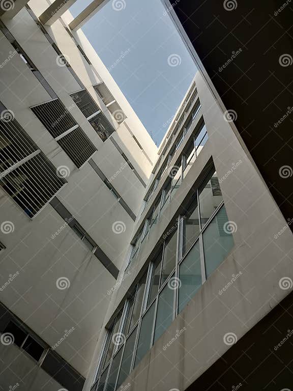 Sky View from Below the Apartment Building Stock Image - Image of view ...