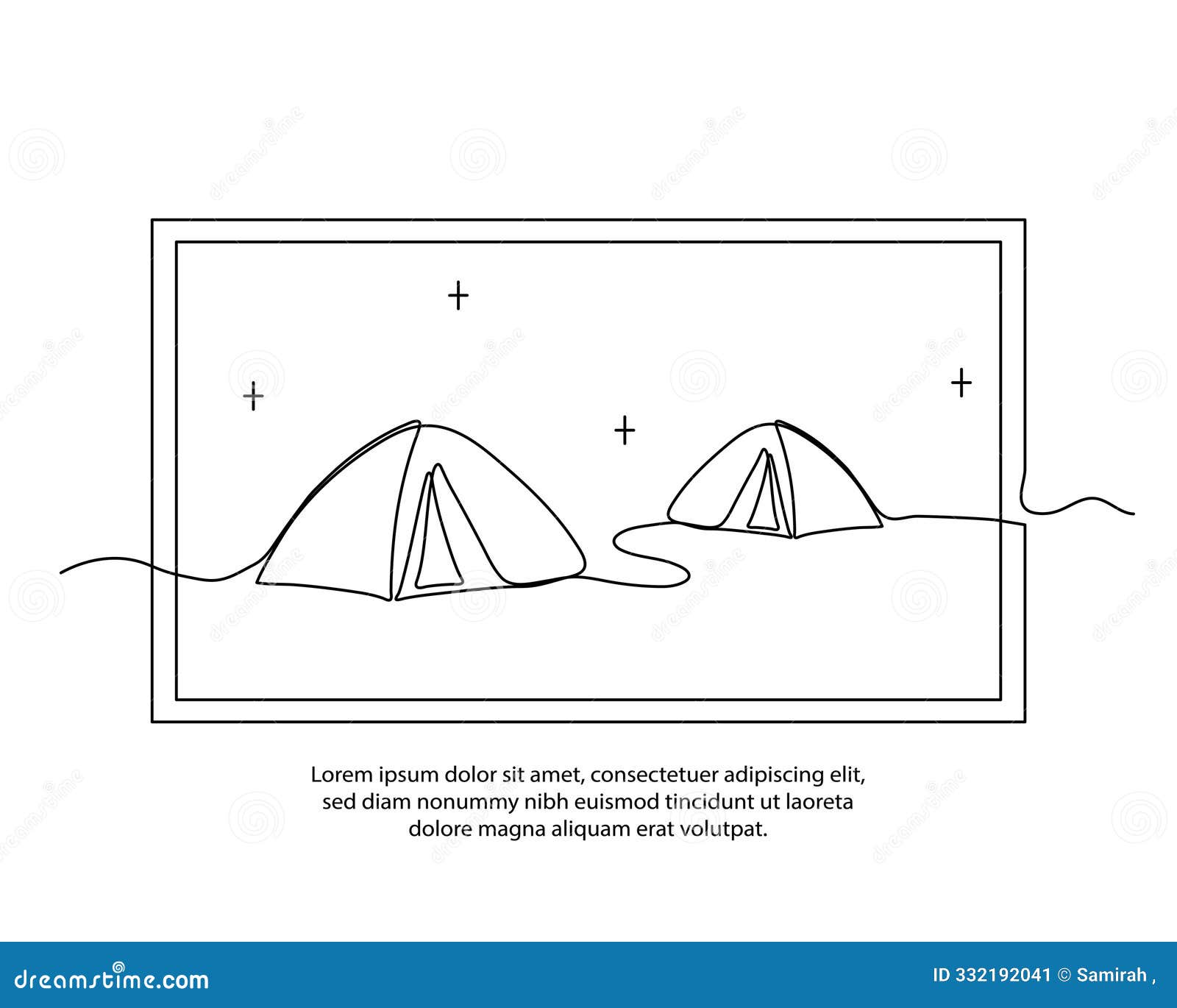Sky View of a Camping Tent. One Line Poster Drawing with a Beautiful ...