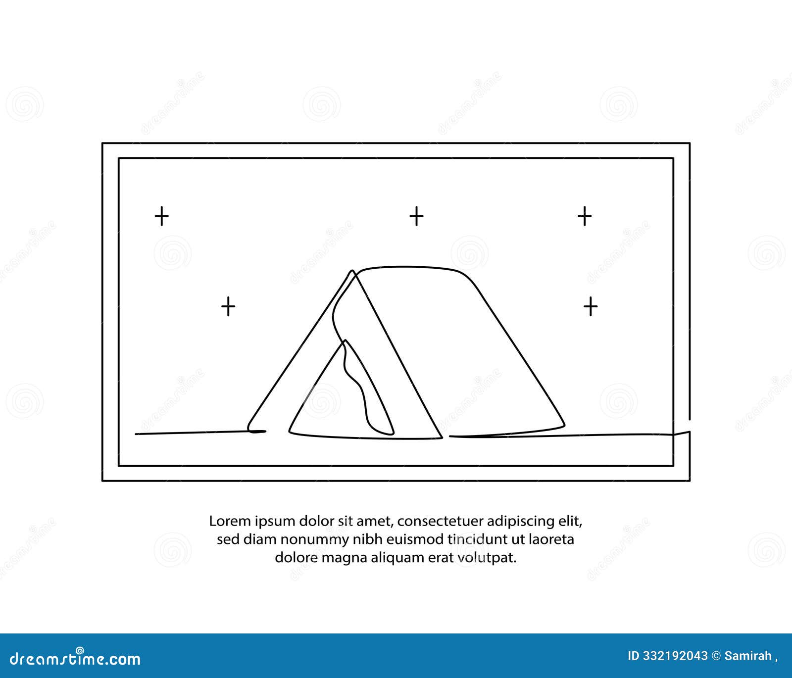 Sky View of a Camping Tent. One Line Poster Drawing with a Beautiful ...