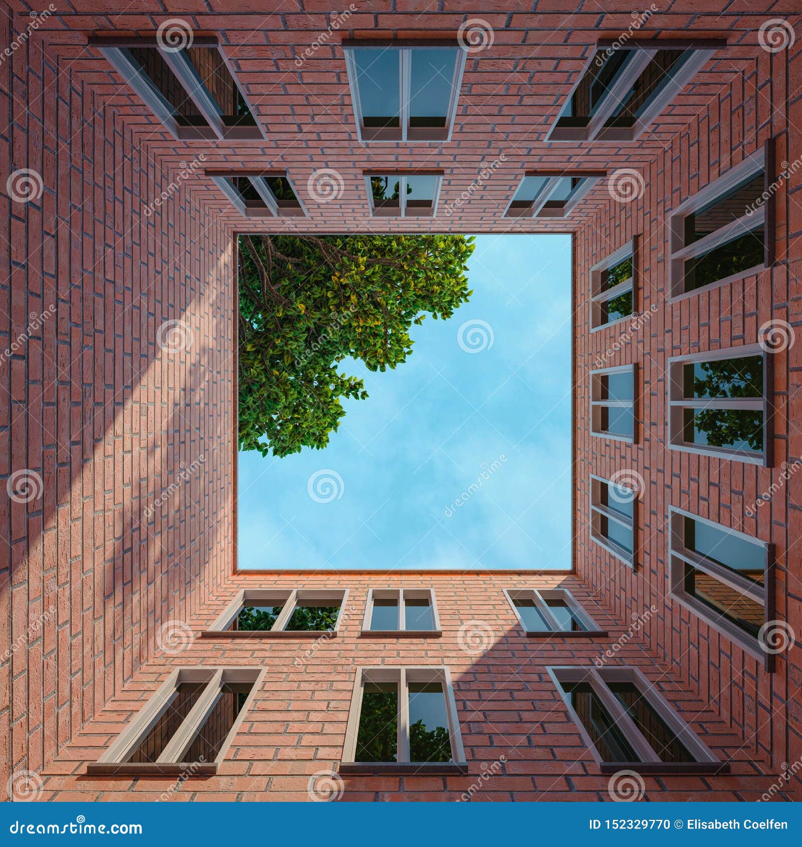 Sky View in Courtyard Render Stock Photo - Image of daylight, summer ...