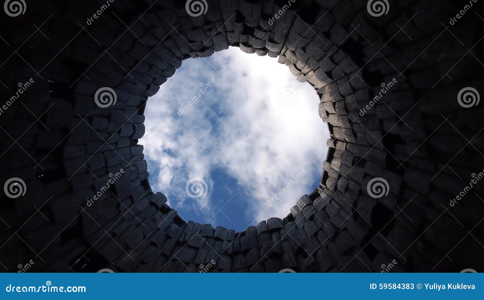 Sky View from Inside of Dry Well Stock Image - Image of medieval ...