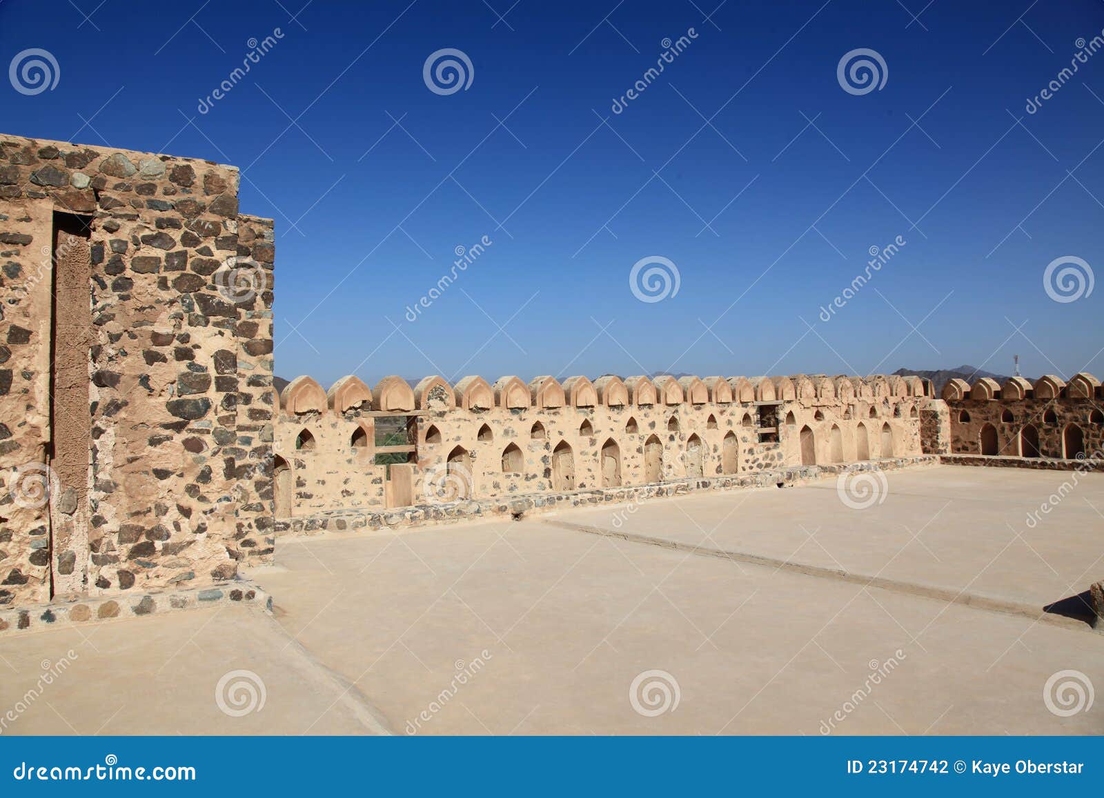 Sky View from Jabreen Castle Stock Photo - Image of canons, circular ...