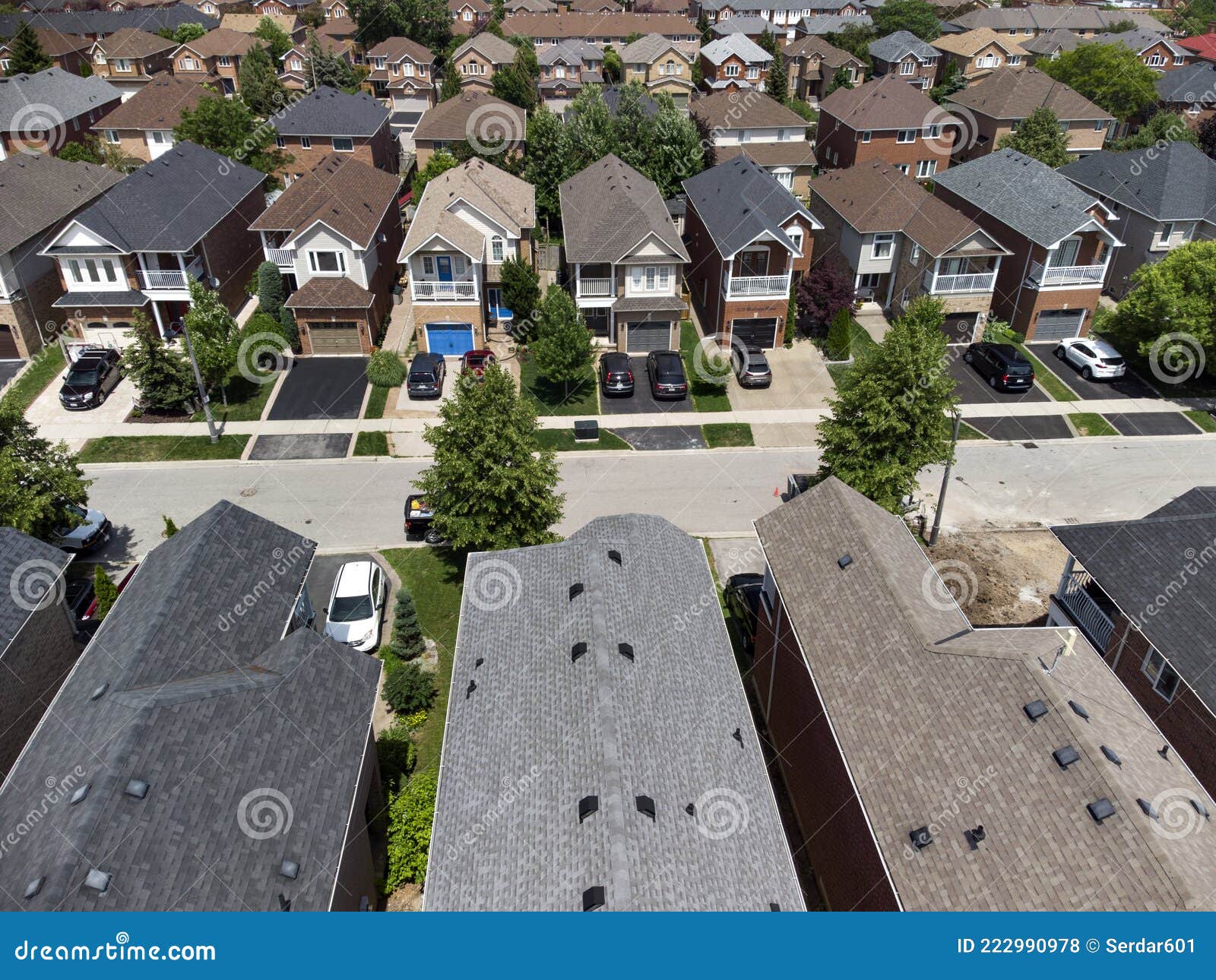 Sky View of neighborhood. stock photo. Image of road - 222990978