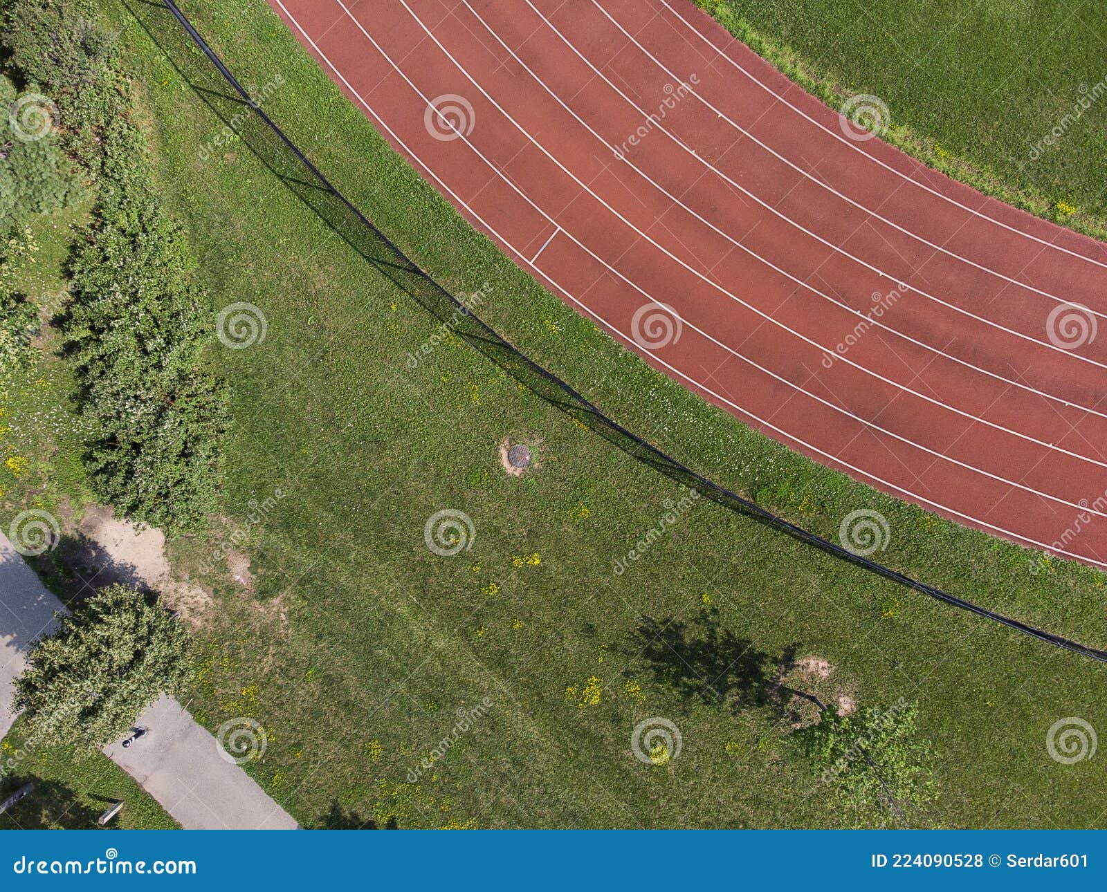 Sky view of a racetrack stock photo. Image of lanes - 224090528