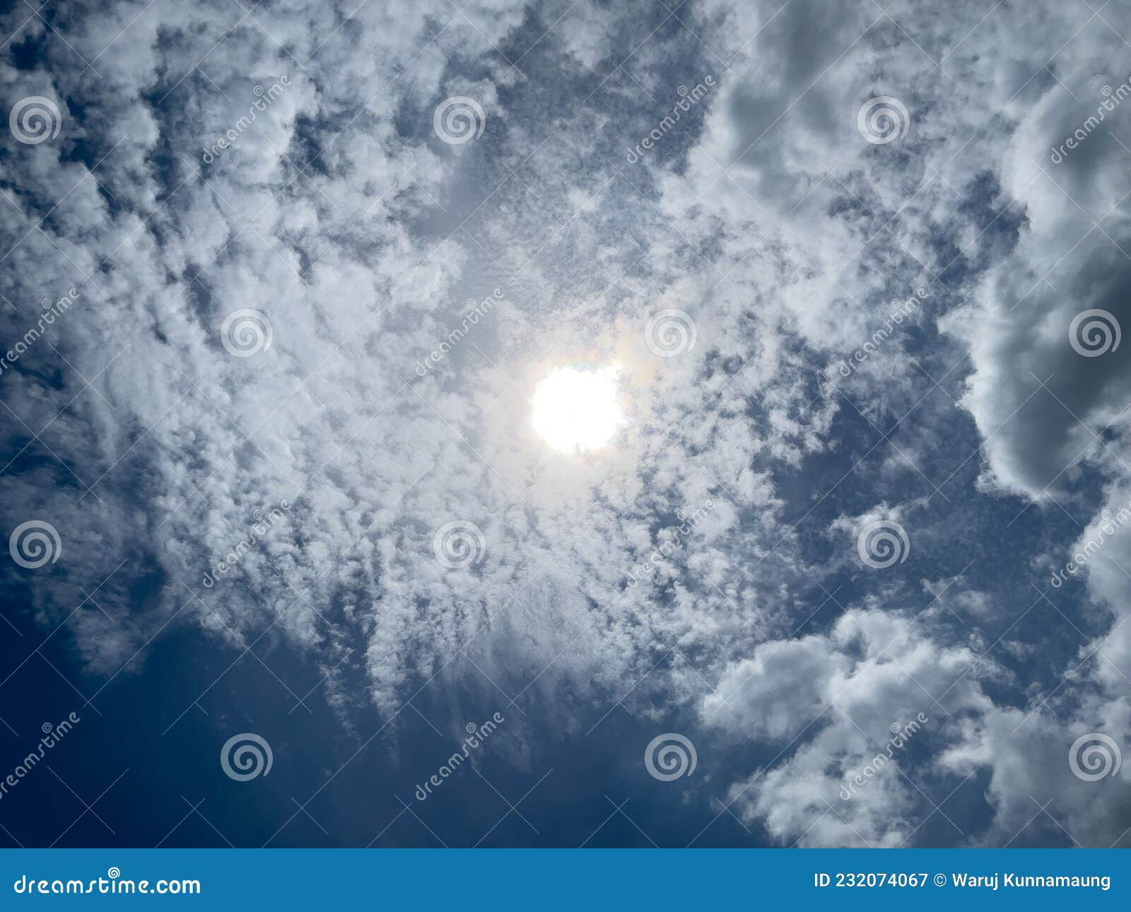 In the Sky Where Thin Clouds are Blocking the Sun. Stock Image - Image ...