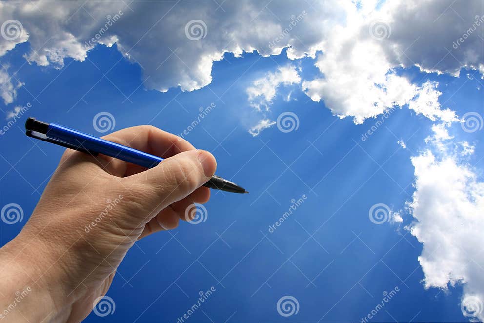 Sky Writer stock image. Image of beam, nail, write, thumb - 5582699