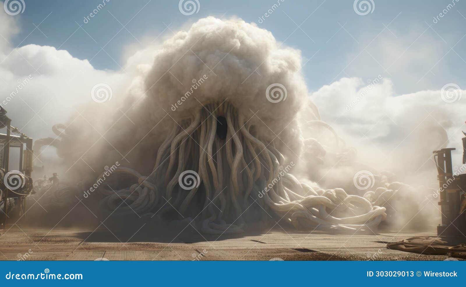 Virtual Octopus Skyborne Creature Formed from Binary Code among Cumulus ...